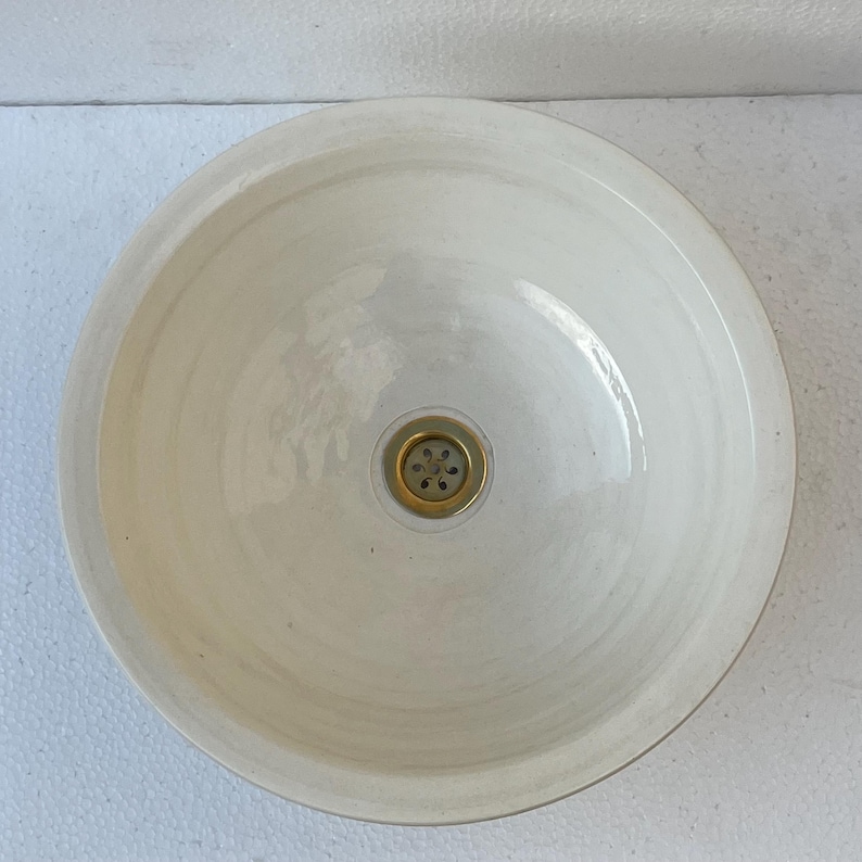 Hand-crafted Ceramic Sink in Soft Cream Finish - Custom-made Bathroom ...