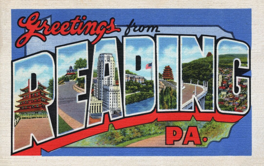 Greetings From Reading, PA Vintage Large Letter Postcard Giclee Print ...