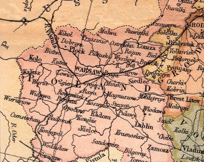 POLAND Detail Map Reproduced From an 1867 Atlas of the World - Etsy