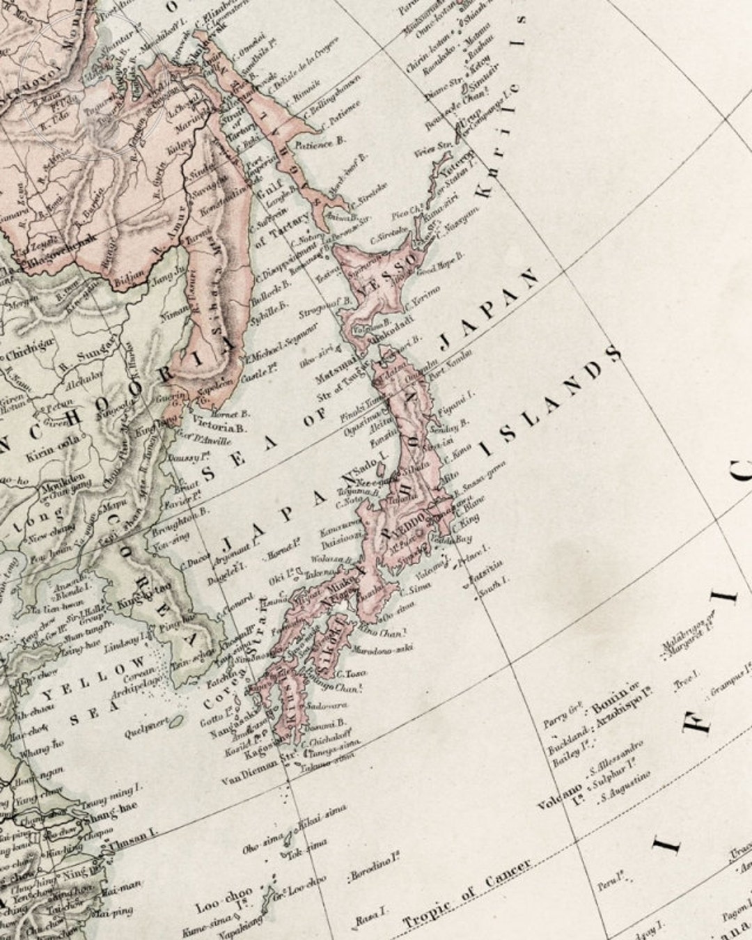 Map of the Japan From Black's Atlas 1867 - Etsy Canada