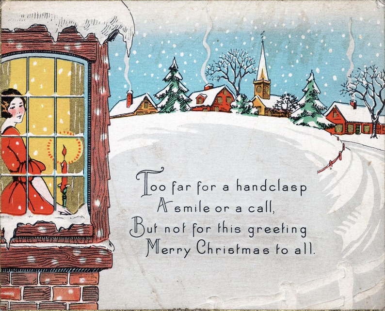 Christmas Poem Postcard Vintage Christmas Art - Etsy