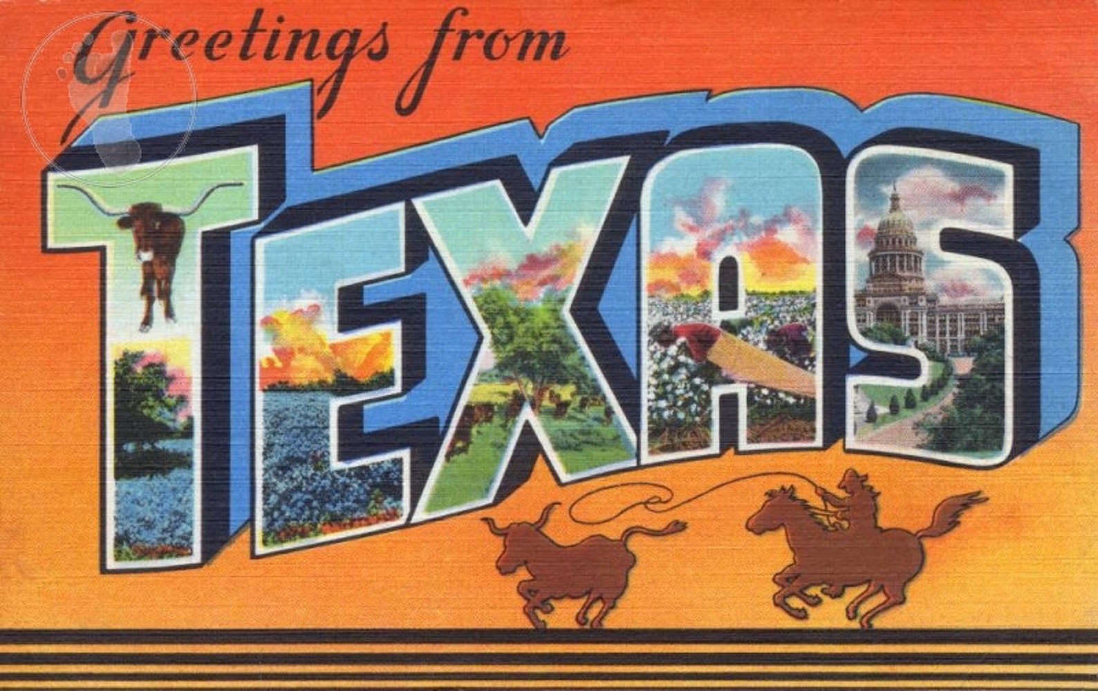 Greetings From Texas Vintage Large Letter Postcard Giclee - Etsy