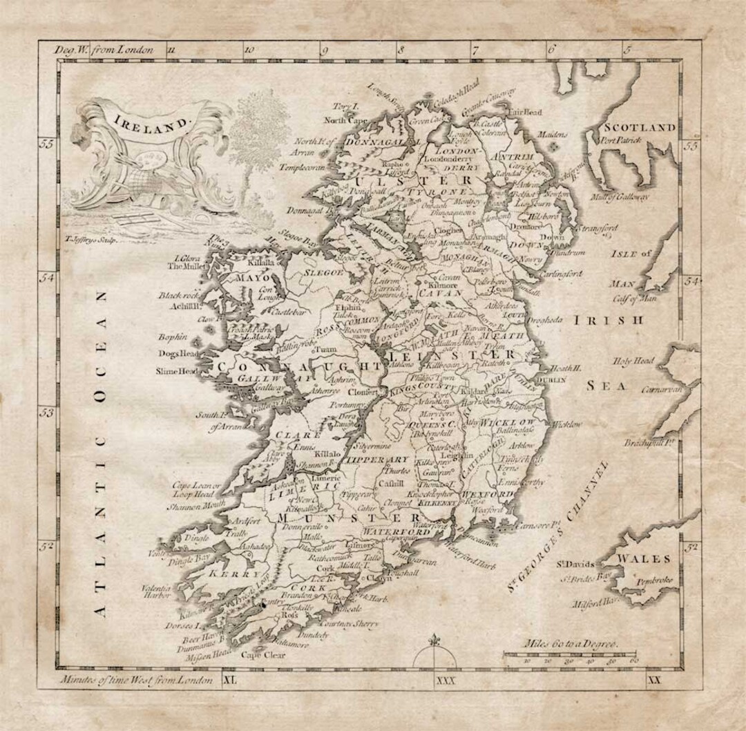 1764 Map of Ireland, From salmon's Geography Giclee Print - Etsy