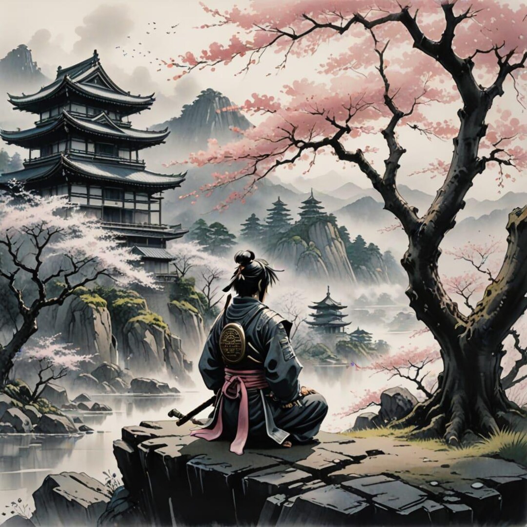 Japanese Zen Wall Art Set of 3, Sakura Pagoda Temple Prints - Etsy