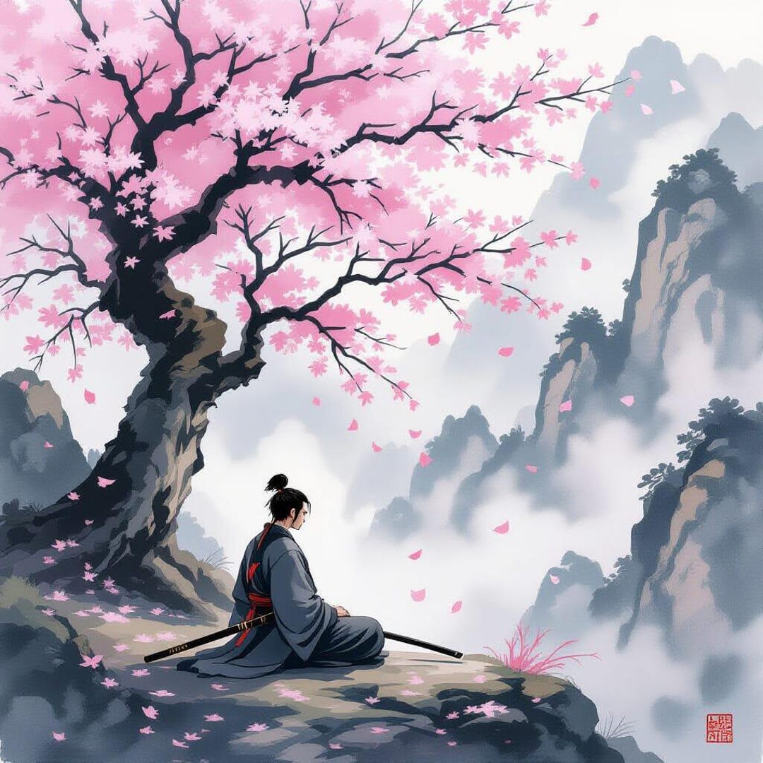 Japanese Zen Wall Art Set of 3, Sakura Meditation Prints - Etsy