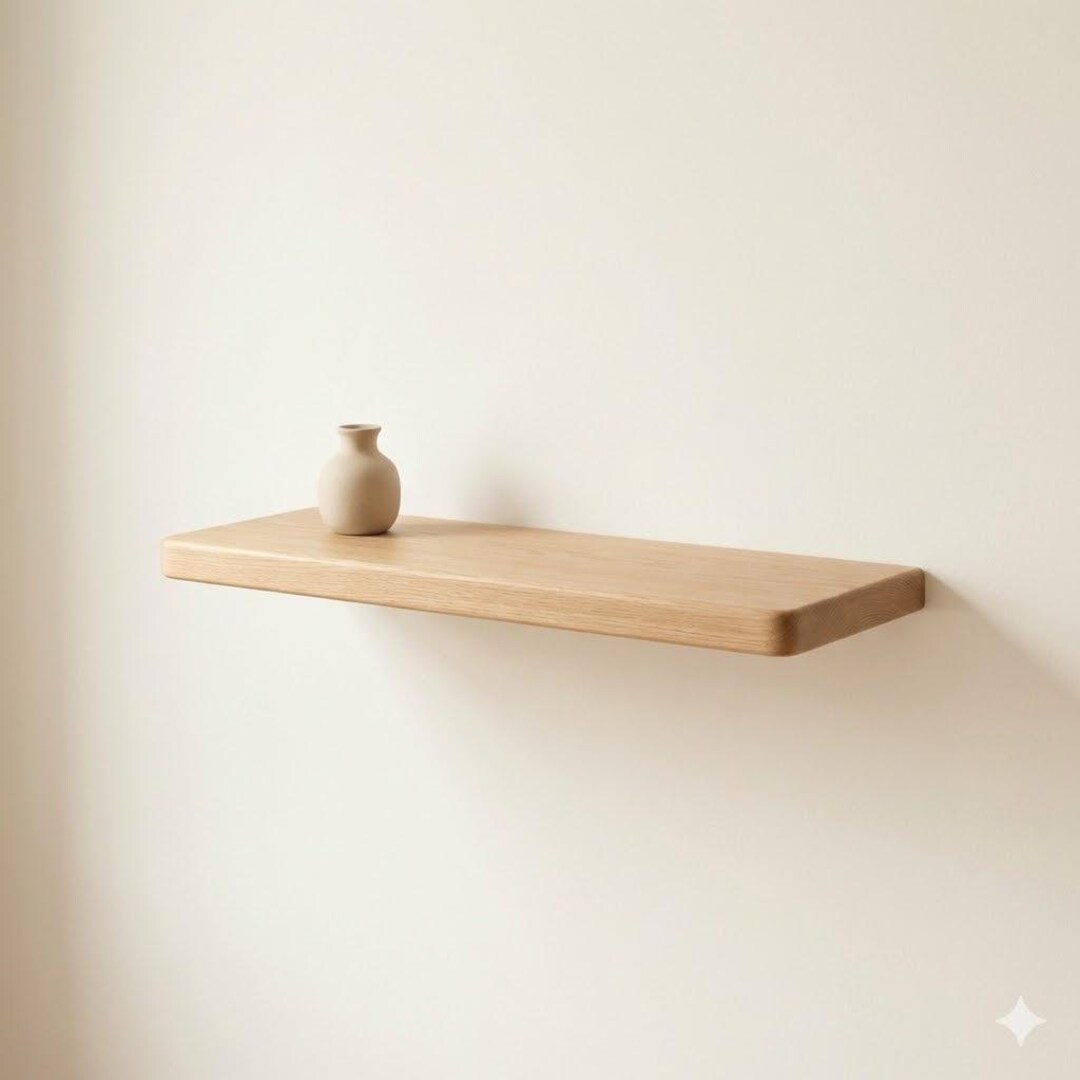 Minimal Solid Wood Floating Shelf – Handcrafted Wall Storage for Small ...