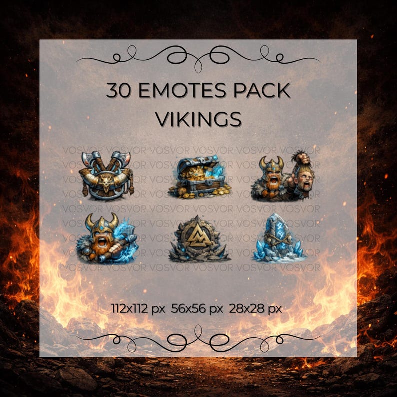 Vikings Emotes | 30 Twitch, Discord, Youtube Emoticons (digital ...