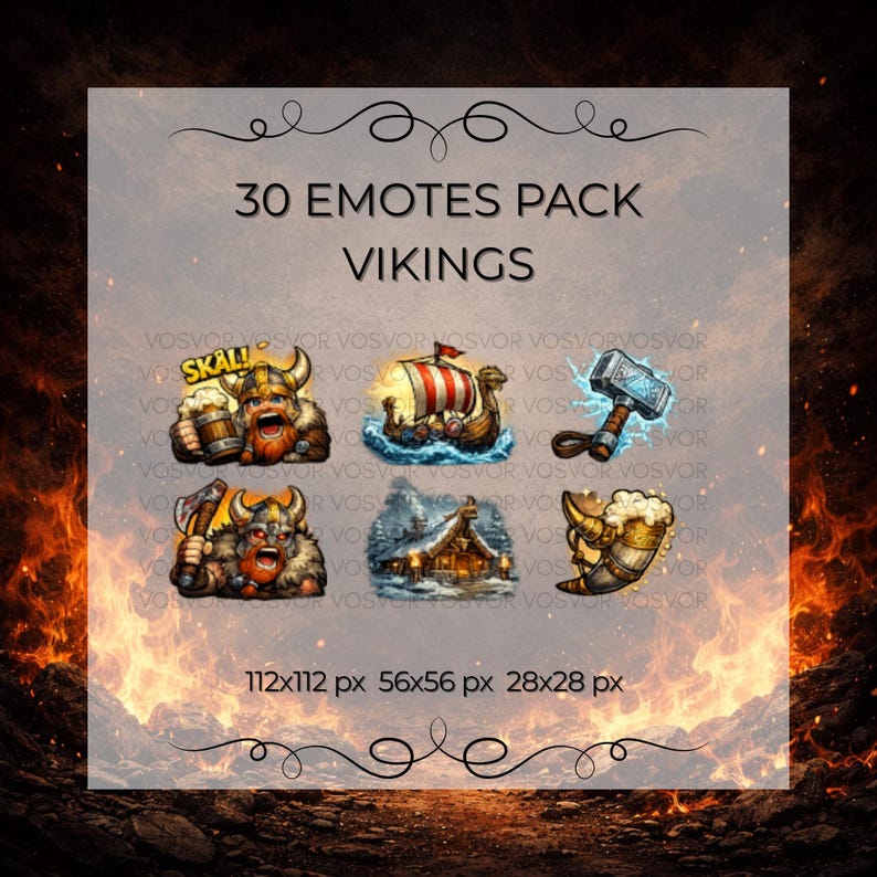 Vikings Emotes | 30 Twitch, Discord, Youtube Emoticons (digital ...