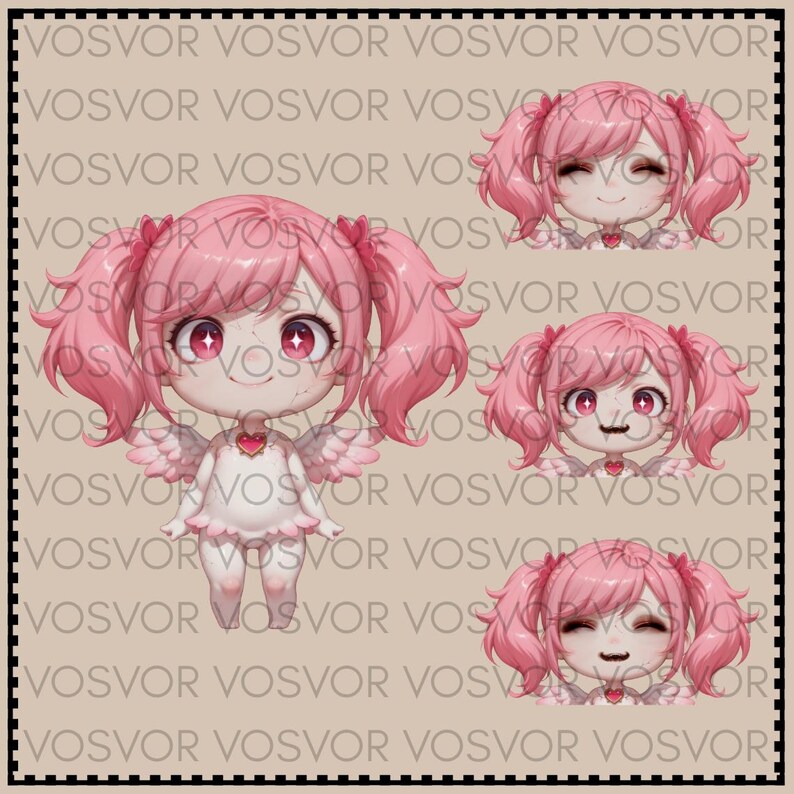 Chibi Cupid Pngtuber Avatar: Animated Neck & Emotes - Etsy
