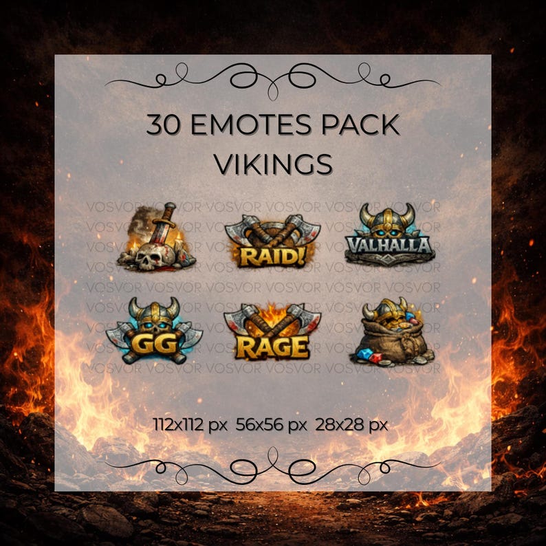 Vikings Emotes | 30 Twitch, Discord, Youtube Emoticons (digital ...