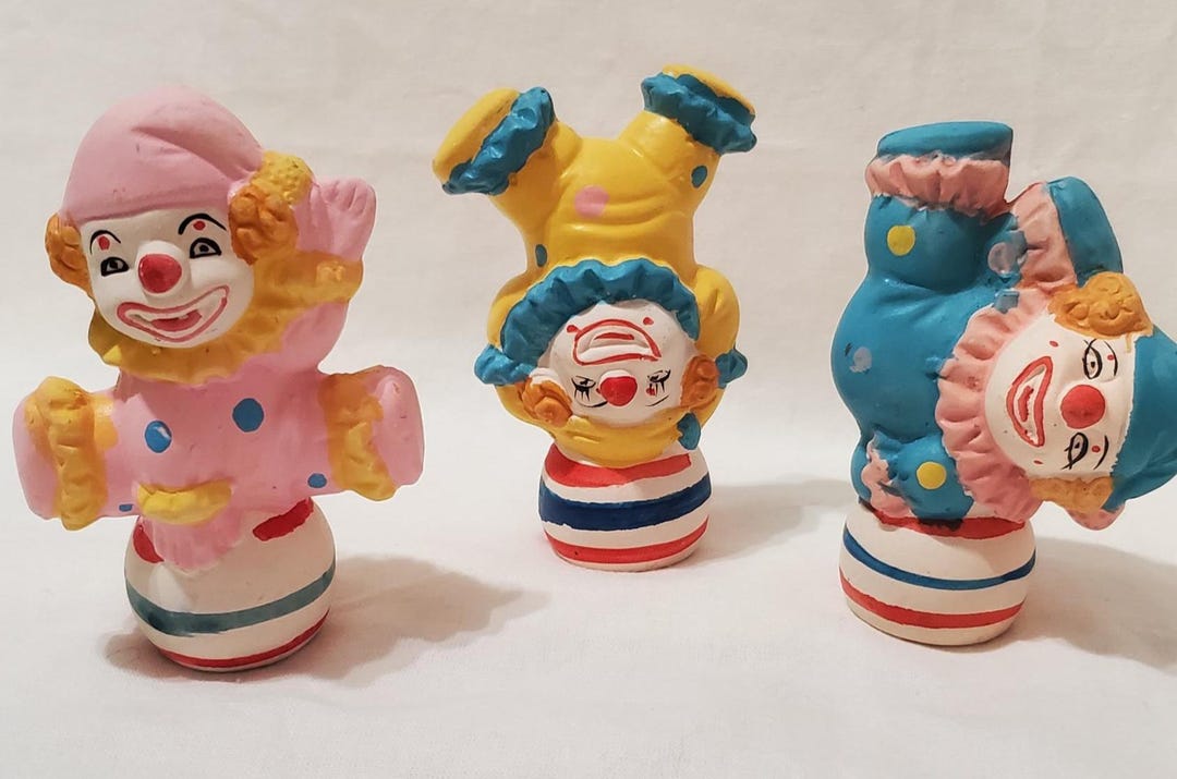 Vintage Porcelain Clown Figurine Trio | Hand-painted Ceramic Circus ...