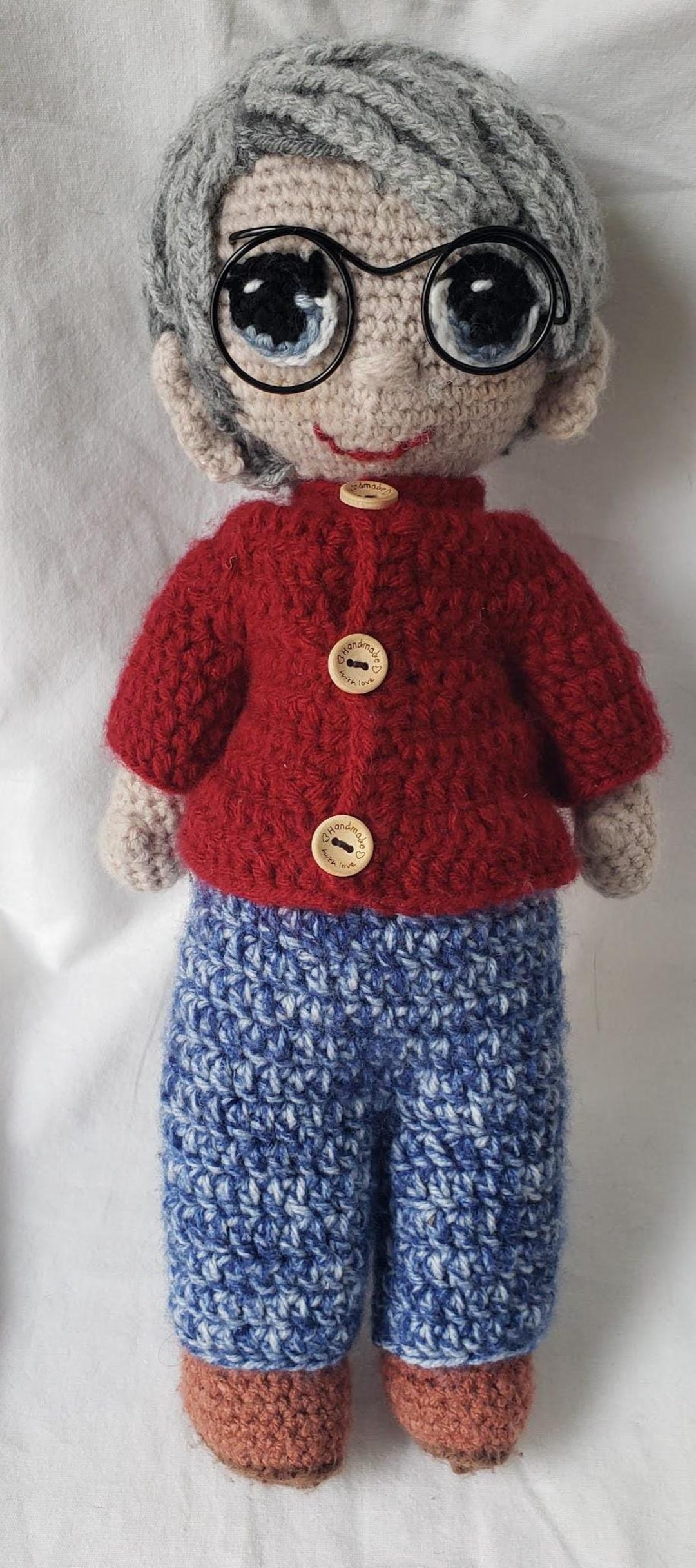 Handmade Crochet "grandma" Art Doll – OOAK Amigurumi Sitting Doll With ...