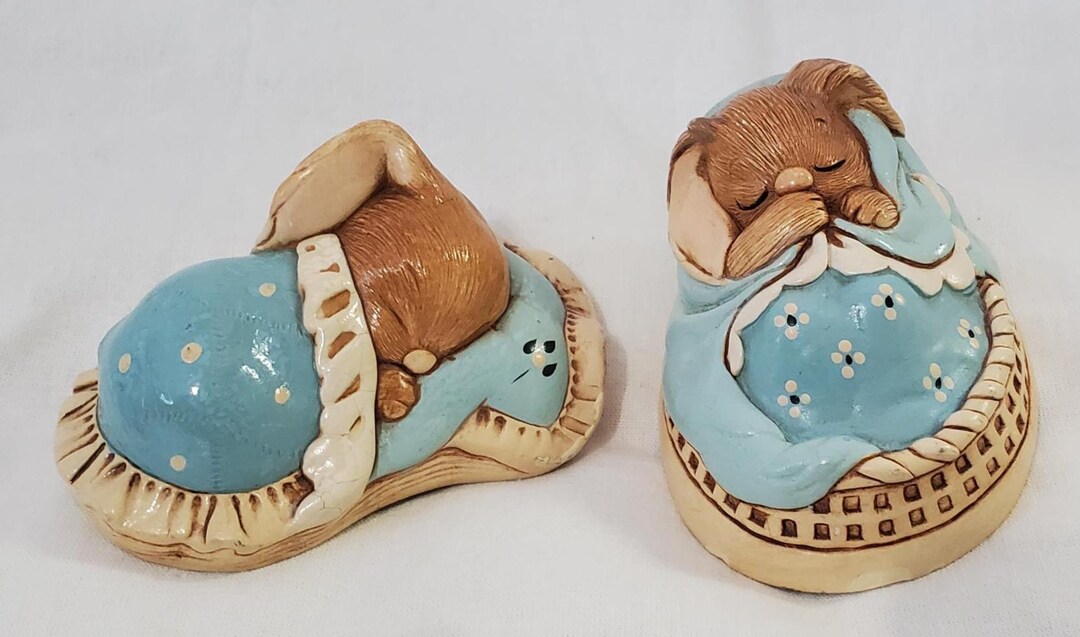 Set of 2 Vintage Pendelfin Rabbits - "poppet" & "snuggles" - Hand ...