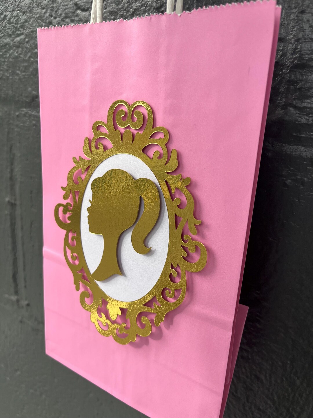 Pink Princess Party Favor Bags | Gold Foil Silhouette - Etsy