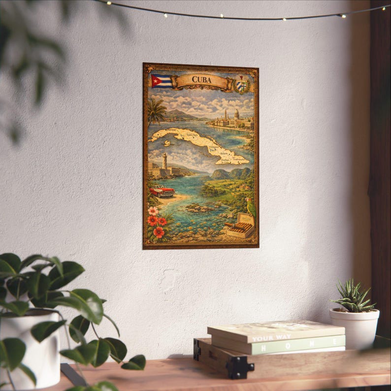Cuba Poster | Travel Map Wall Art - Etsy