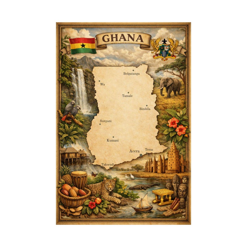 Ghana Vintage Poster - Etsy