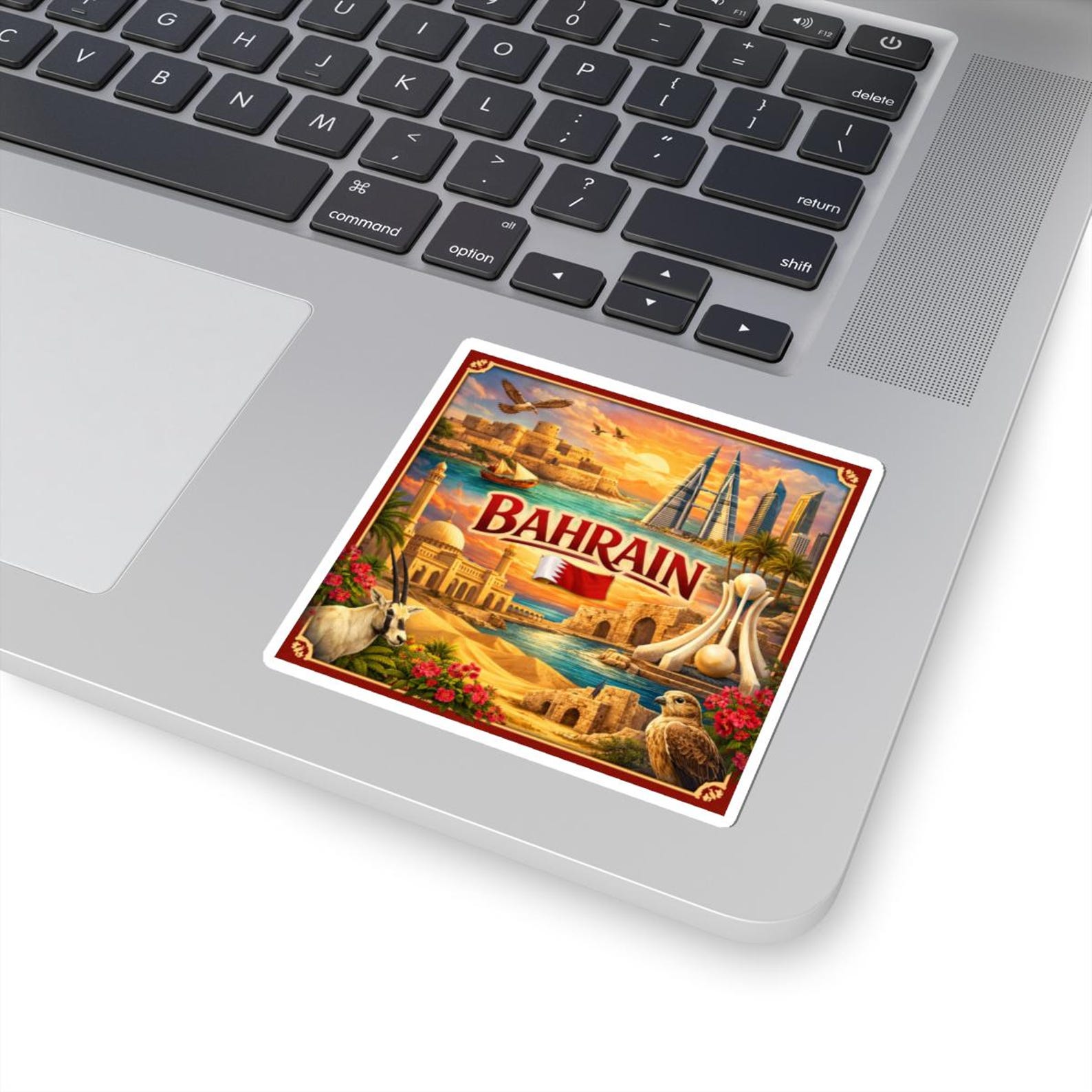Bahrain Travel Collage Kiss-cut Sticker | Manama Landmarks, Desert ...