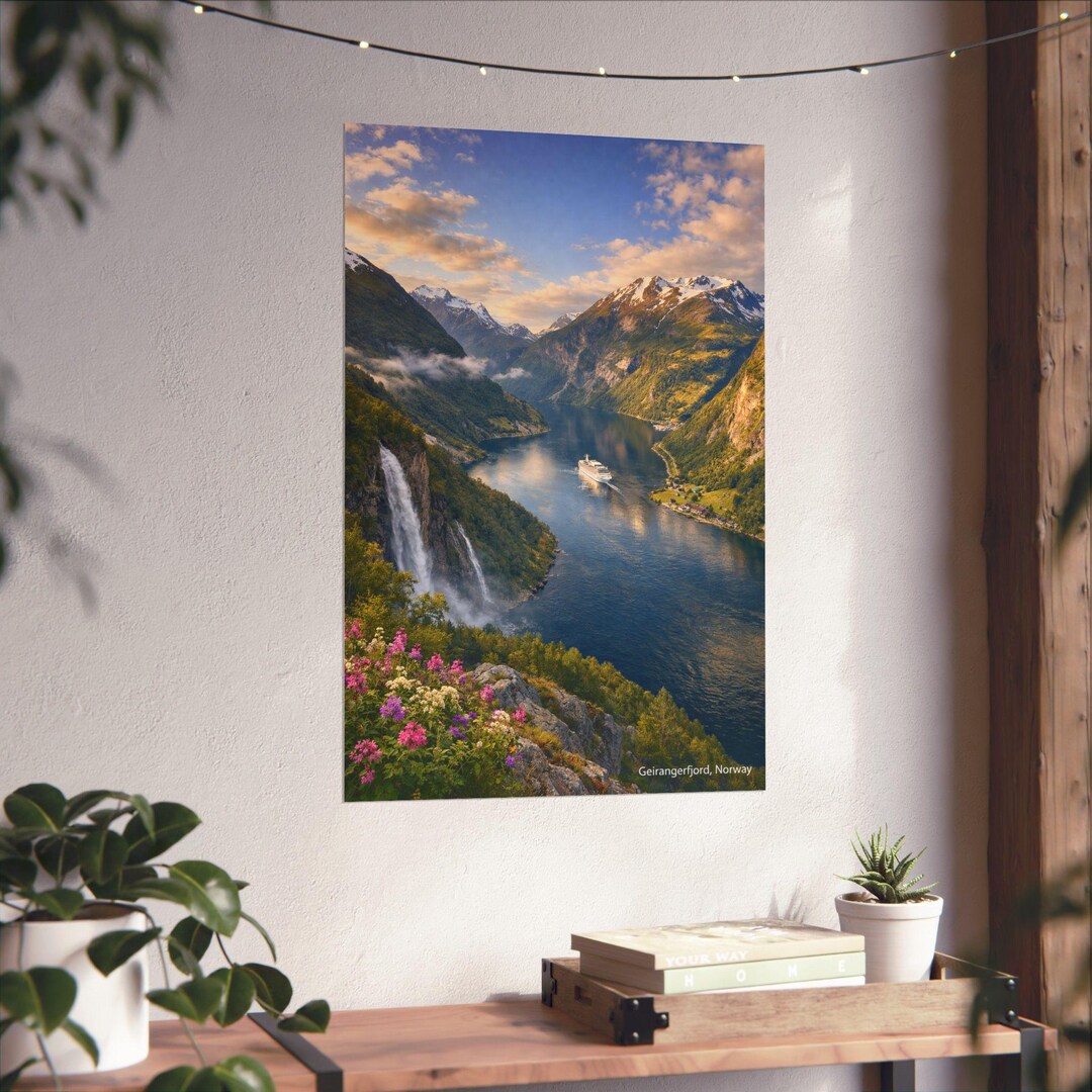 Geirangerfjord Norway Matte Vertical Poster | Scenic Landscape ...