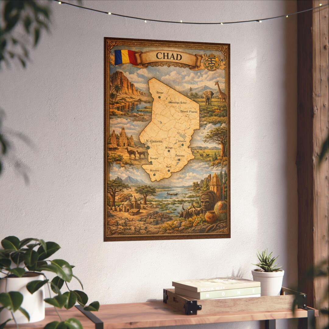 Chad Poster | African Travel Map, Wall Art - Etsy