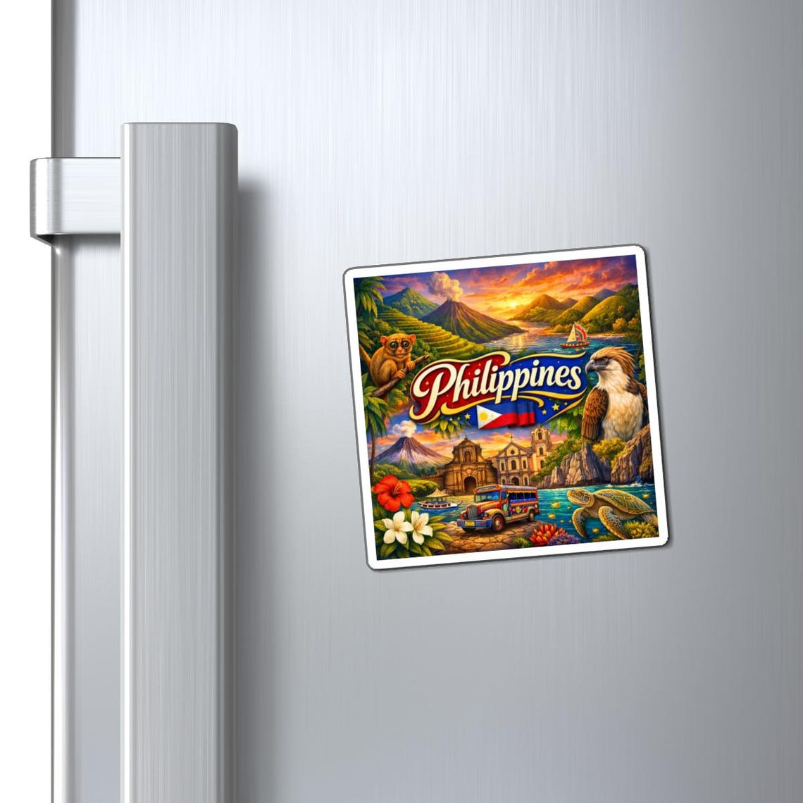Philippines Vintage Travel Collage Magnet | Filipino Landmarks, Jeepney ...