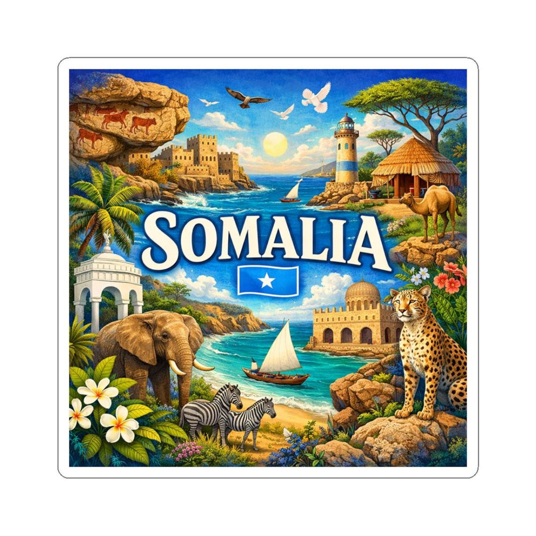 Somalia Illustrated Map Sticker | Kiss-cut Sticker - Etsy