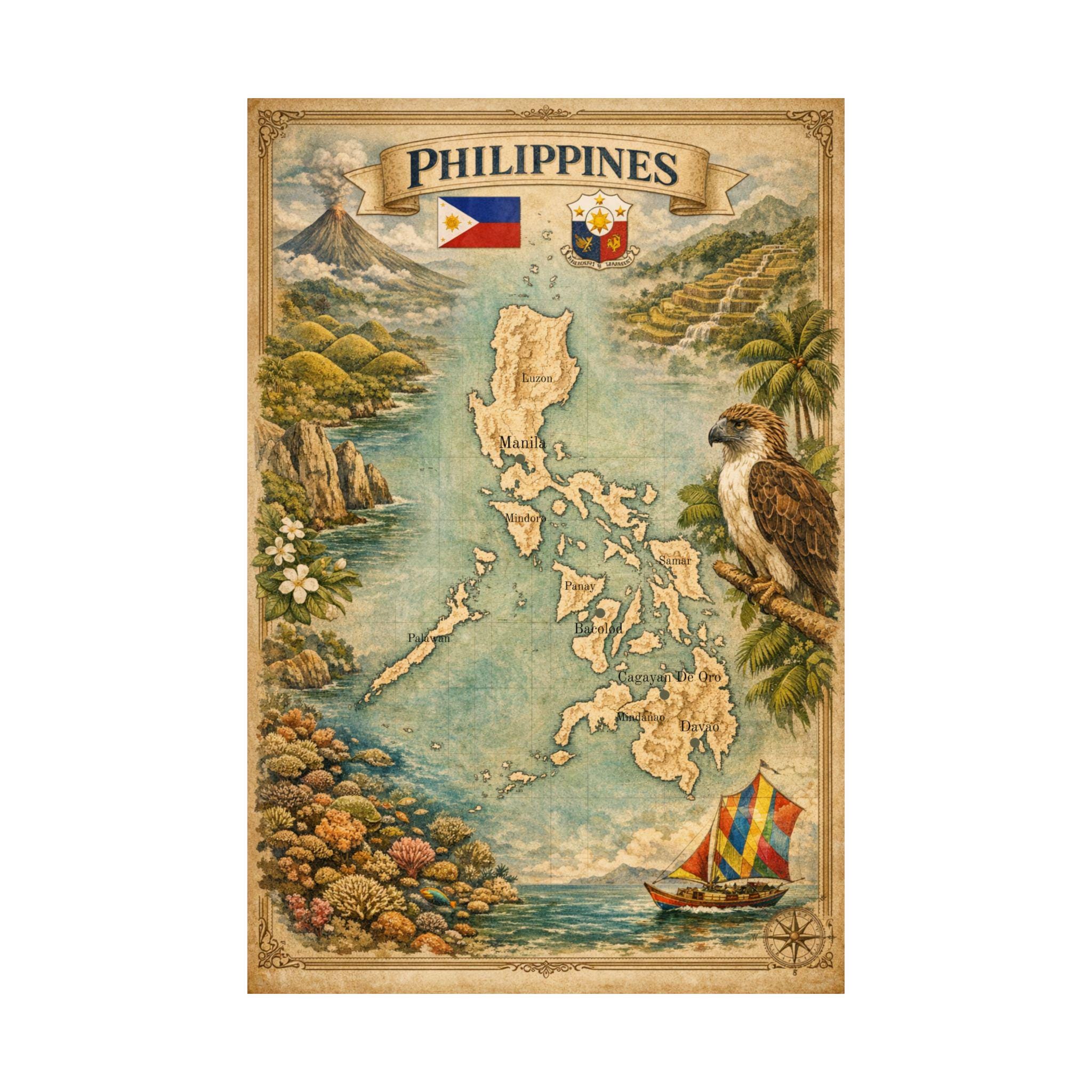 Philippines Map Poster | Filipino Travel Map, Wall Art - Etsy