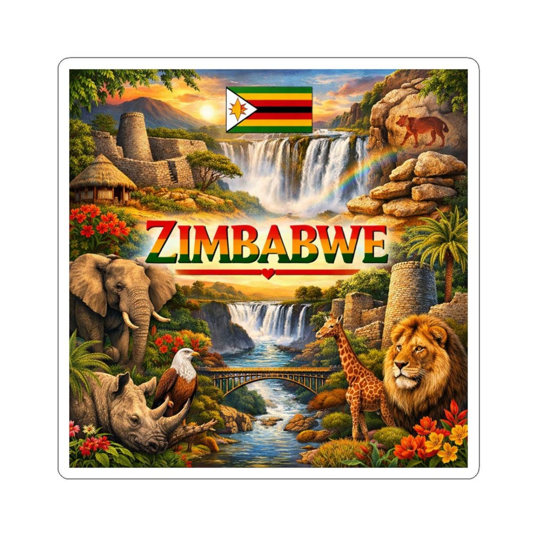 Zimbabwe Wildlife Collage Sticker | Kiss-cut Vinyl Sticker - Etsy