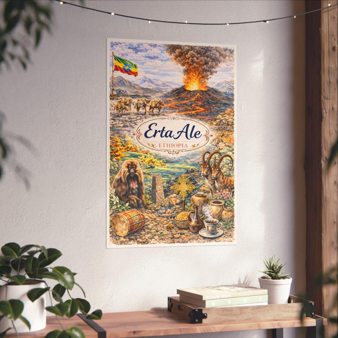 Erta Ale Ethiopia Poster | Travel Watercolor Art - Etsy