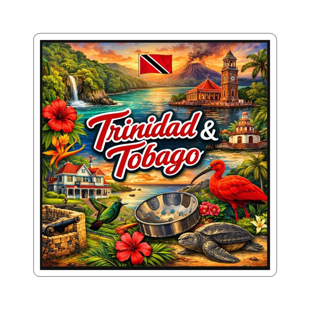 Trinidad & Tobago Scenic Collage Sticker | Kiss-cut Vinyl Sticker - Etsy