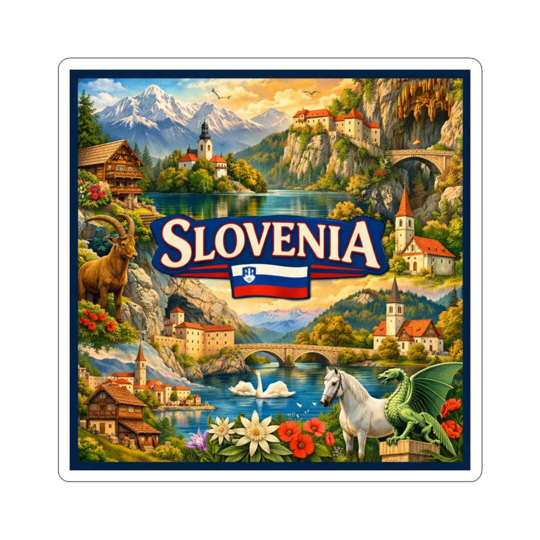 Slovenia Travel Collage Sticker | Ljubljana Scenic Landmark Sticker - Etsy