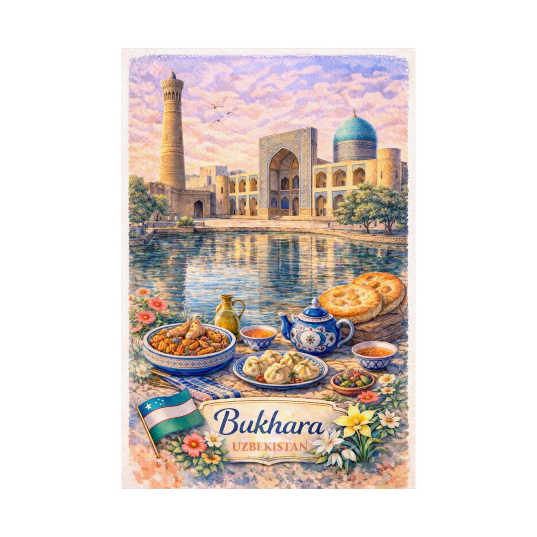 Bukhara Uzbekistan Travel Poster Poster | Watercolor Cityscape ...