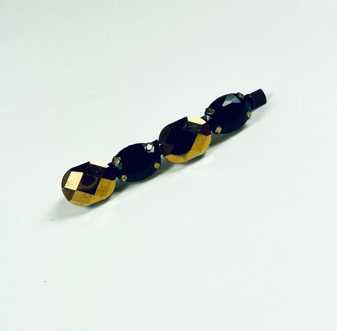 Black and Golden Bronze Gem Hair Pin - Etsy