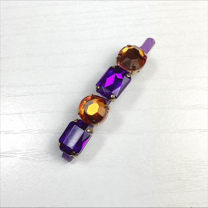 Purple and Golden Yellow Jeweled Bobby Pin in Round and Octagon Cut - Etsy