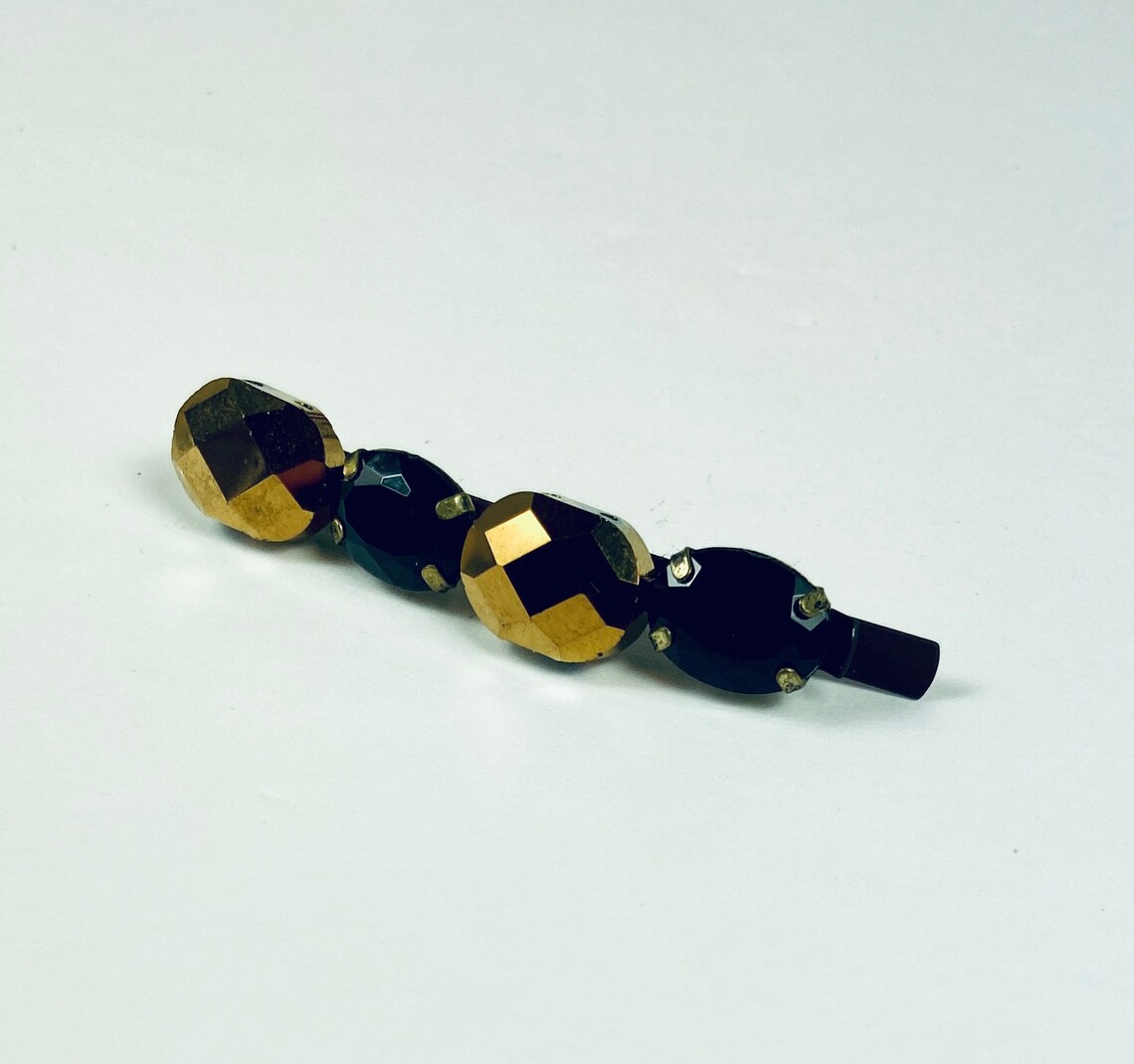 Black and Golden Bronze Gem Hair Pin - Etsy