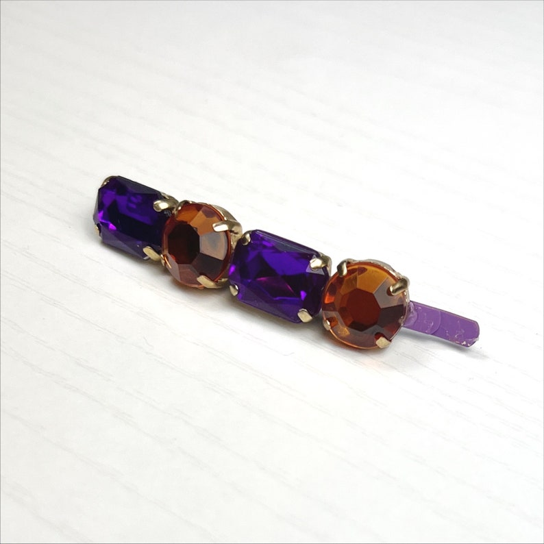 Purple and Golden Yellow Jeweled Bobby Pin in Round and Octagon Cut - Etsy