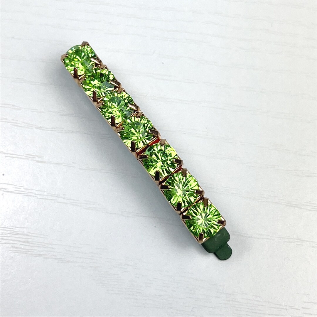 Peridot Green Jeweled Hair Pin Perfect for Bridesmaids, Flower Girls ...