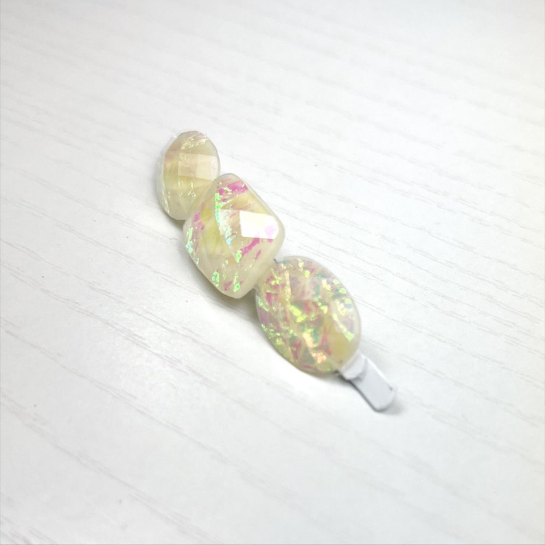 White Rainbow Foil Gem Hair Pin - Etsy