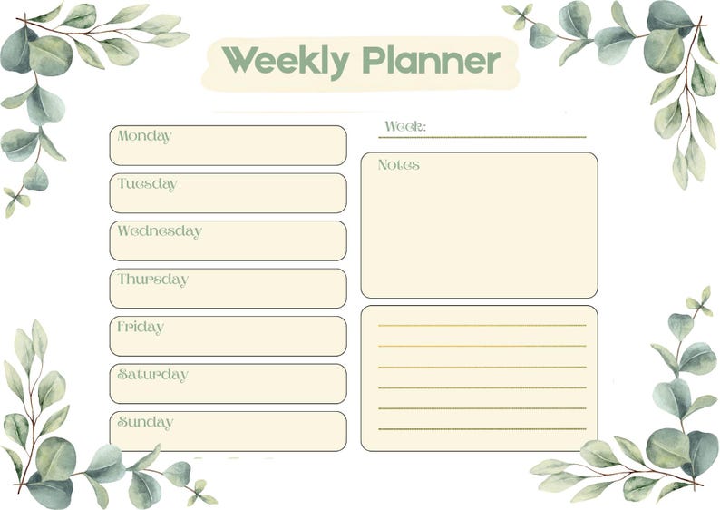 Weekly Planner Printable | Undated A4 Landscape Schedule Template (PDF ...