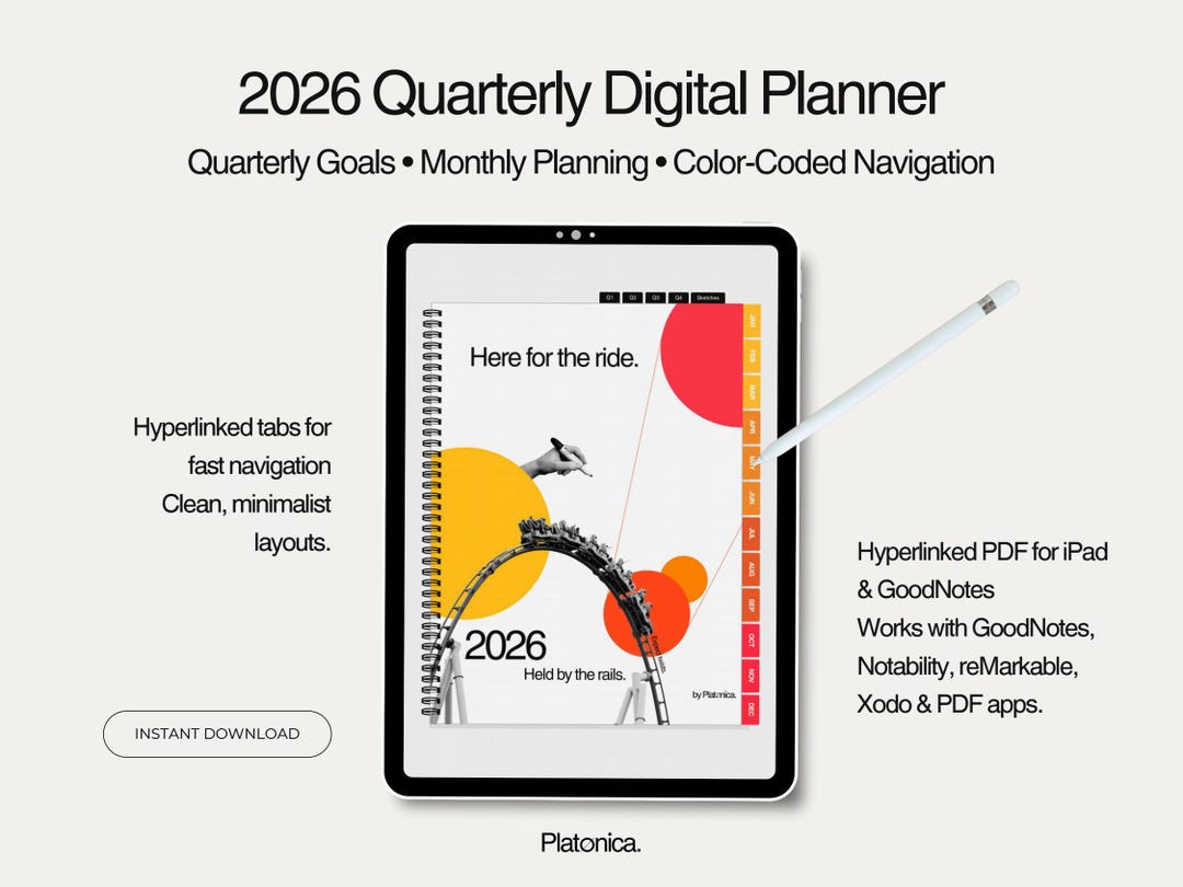 2026 Digital Quarterly Planner PDF · Hyperlinked Focus & Goals Planner ...