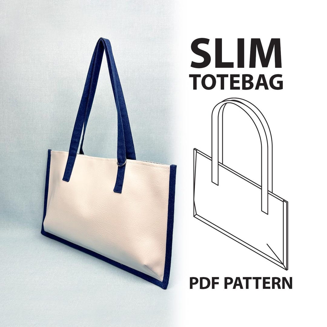 Slim Tote Bag Sewing Pattern, PDF Printable Digital Download, Video ...