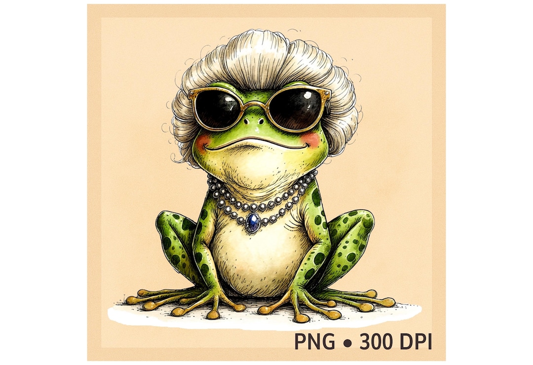 Watercolor Grandma Frog Clipart PNG, Whimsical Elderly Amphibian Art ...