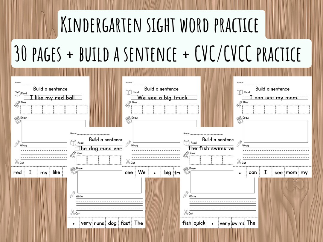 Build a Sentence Practice, Kindergarten-1st Sentence Building - Etsy
