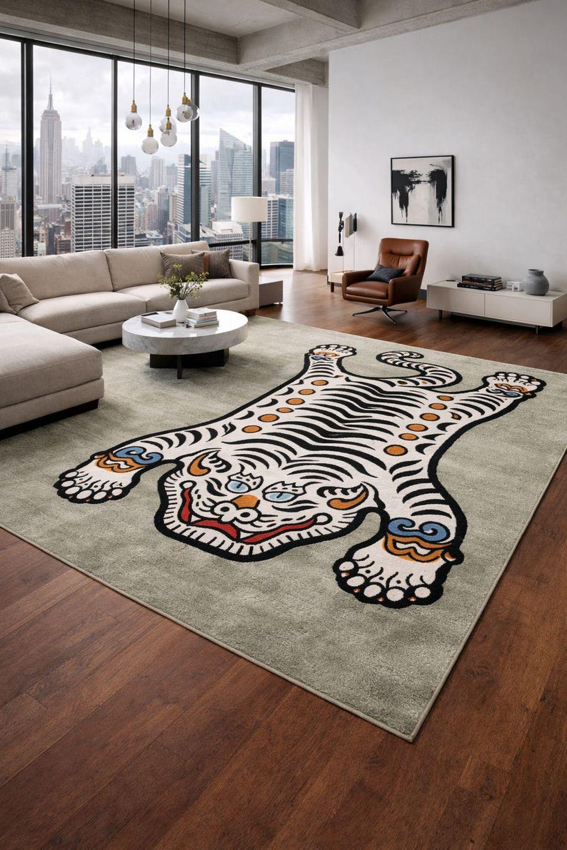 Tapis en laine tibétain capitonné à la main, tapis animal fait main ...