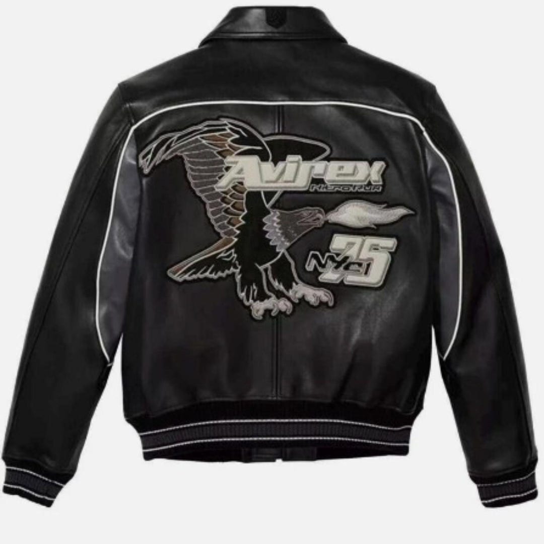Men's Avirex Black USA Icon Motorcycle Rider Motorbike Real Cowhide ...