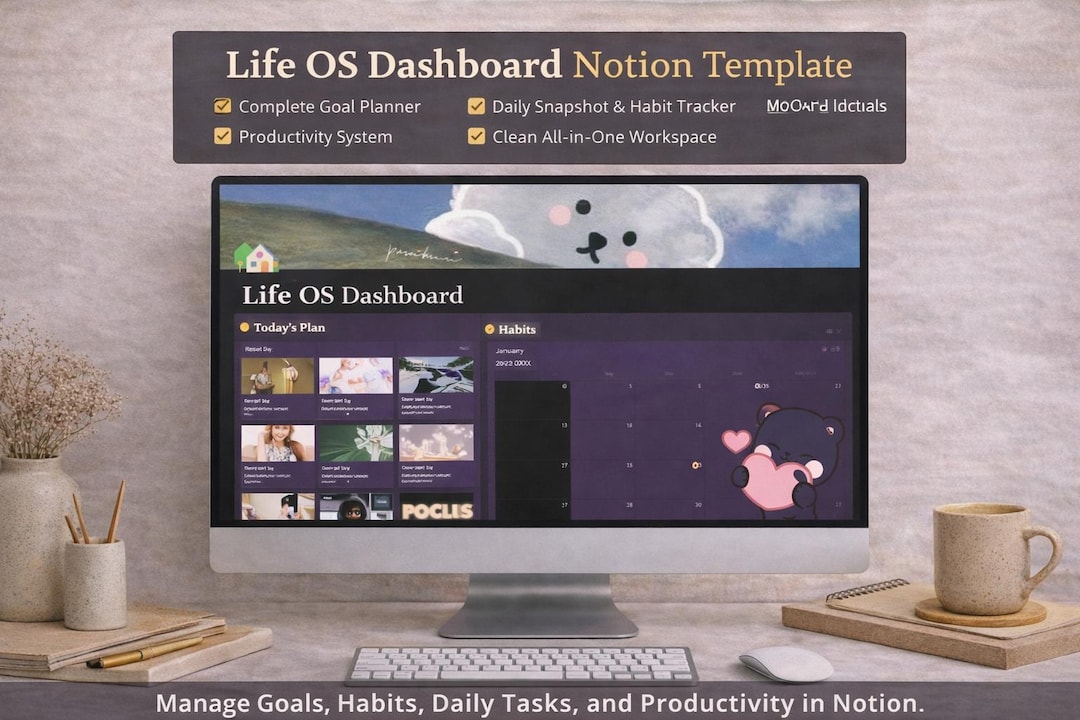 2026 Ultimate Life OS Notion Template Cute Habit Tracker Goal Planner ...