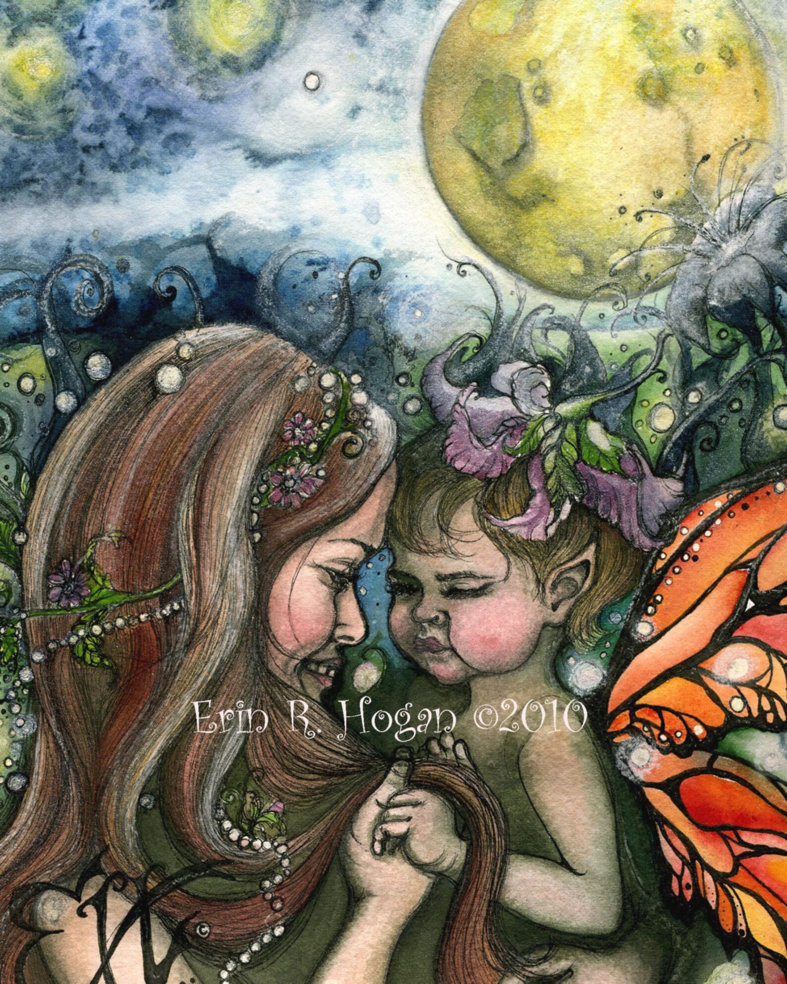Mother and Child Fairy Under Full Moon 8x10 Professional - Etsy