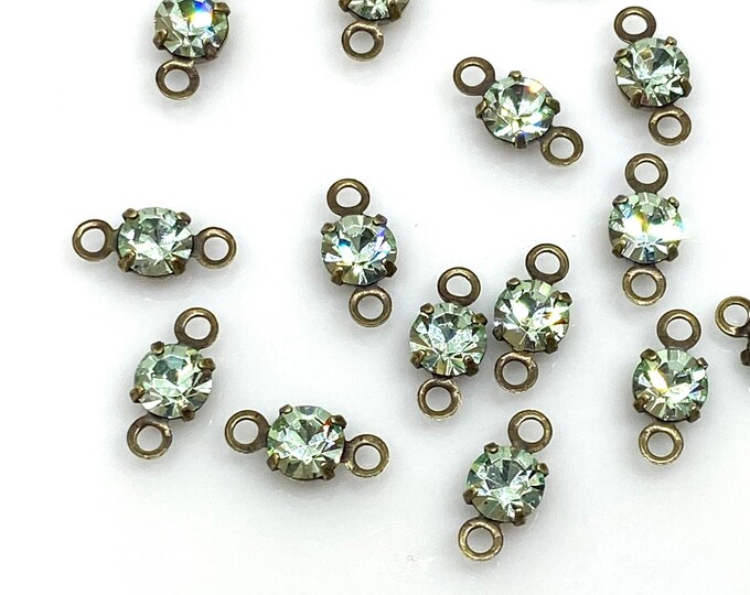 Chrysolite Crystal Setting 2 Loop Connector 4mm - Antique Brass (12) - Etsy