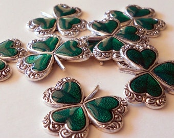 Enameled Shamrocks Antique Brass 2 - Etsy