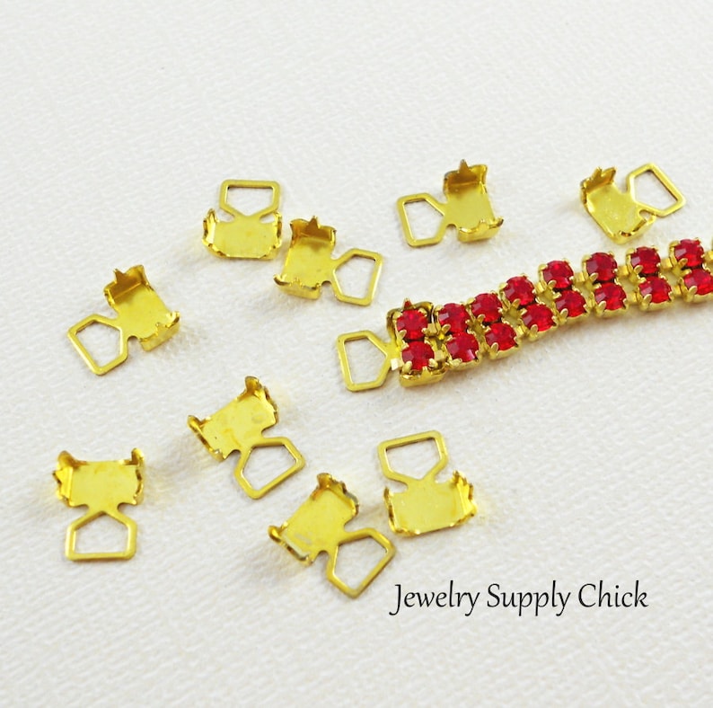 Lt. Siam Double Row Rhinestone Chain Raw Brass - Etsy