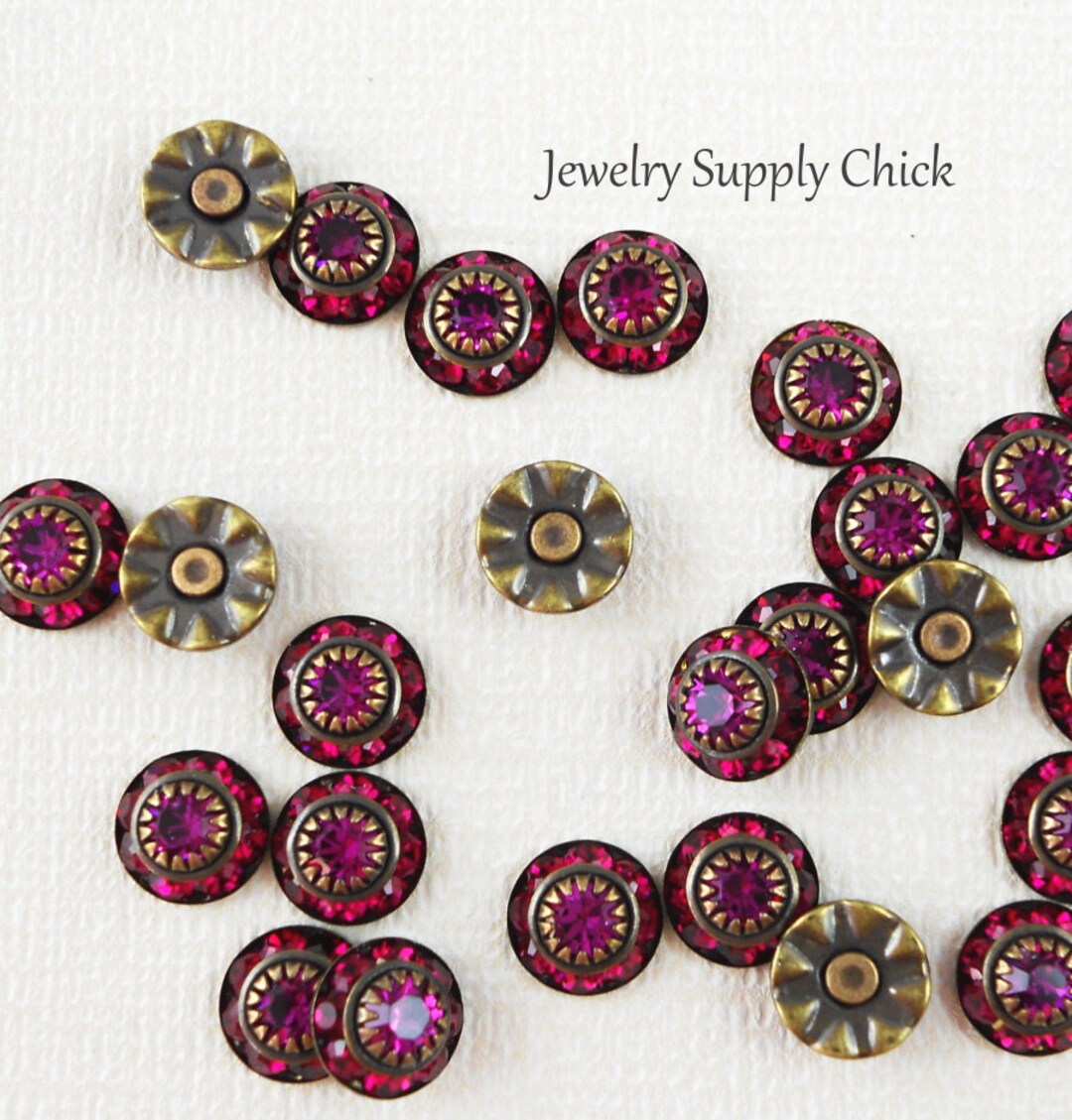 Ruby & Fuchsia Crystal 8mm Rondelle Disc - Antique Brass (6) - Etsy